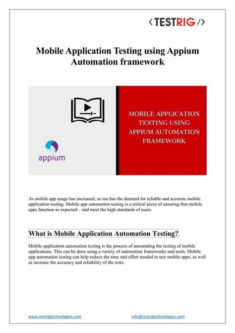 mobile application testing using appium automation frameworks pdf