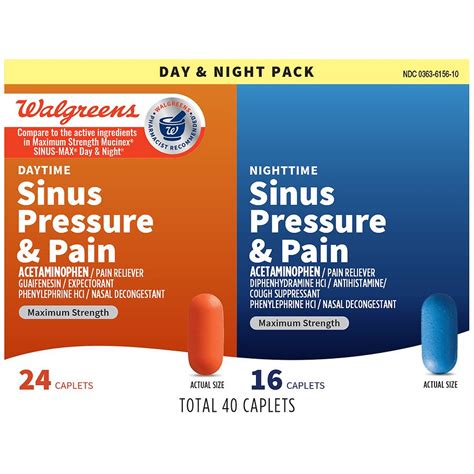 Walgreens Daytime And Nighttime Sinus Pressure Pain Caplets Walgreens