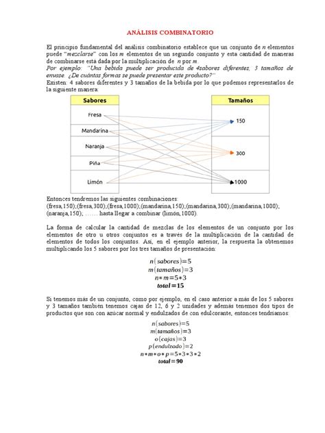 analisis combinatorio pdf permutación conjunto matemáticas