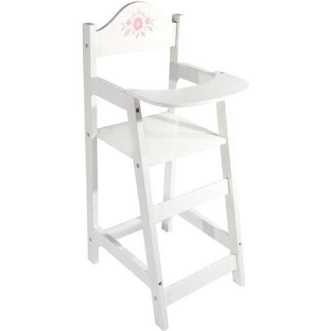 Chaise Haute En Bois Pour Poupon Motif Fleurs 21 5x26 5x53 Cm Blanc