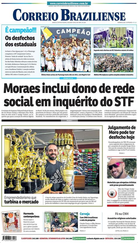 Capa Correio Braziliense Edi O Segunda De Abril De