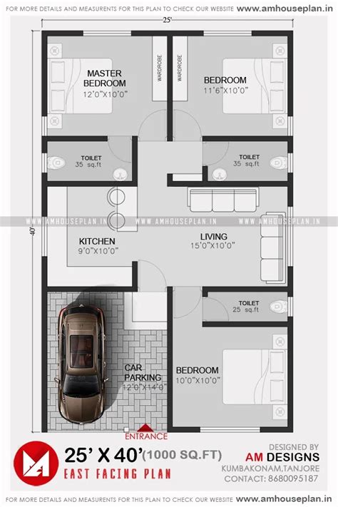 X North Facing House Plan Bhk With Car Parking North Facing