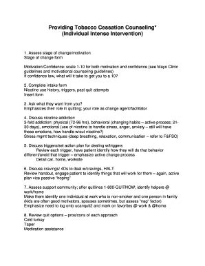 Fillable Online Providing Tobacco Cessation Counseling Fax Email Print