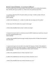 Bin Vs Norm Docx Binomial Vs Normal Distribution Do You Know The