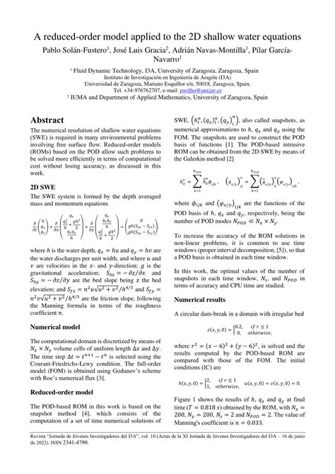 pdf a reduced order model applied to the 2d shallow water equations
