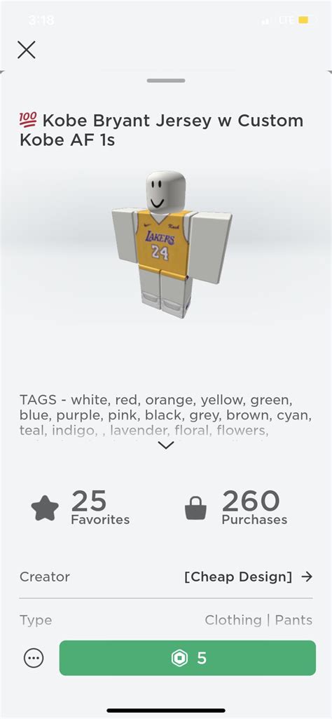 Pin By Tanaja Dawkins On Roblox Outfits Kobe Kobe Bryant Custom