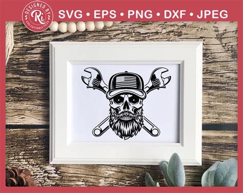 Bearded Skull Mechanic Svg Mechanic Svg American Mechanic Etsy