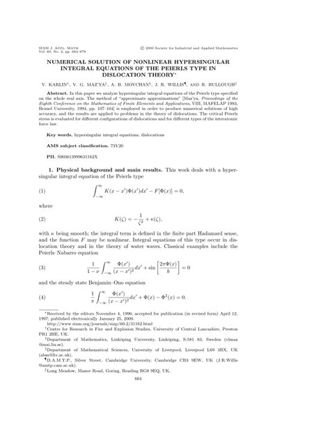 pdf numerical solution of nonlinear hypersingular integral equations of the peierls type in