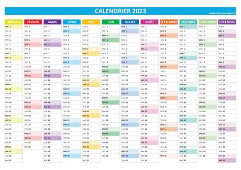 Calendrier 2023 Annuel Semestriel Et Trimestriel Date Pratique Fr