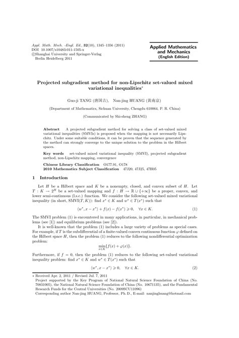 pdf projected subgradient method for non lipschitz set valued mixed variational inequalities