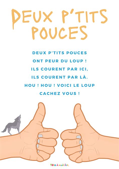 Comptine deux p tits pouces sur Tête à modeler