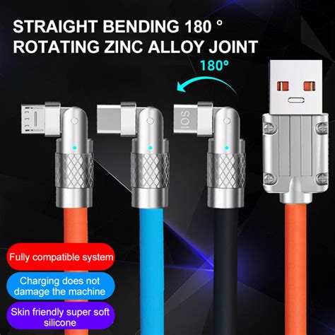 120W 6A Super Fast Charging Cable 1 2m 180 Degree Rotating Zinc Alloy