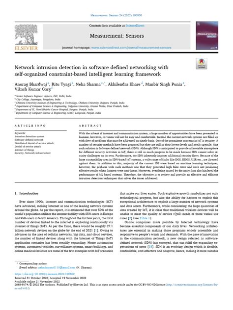 network intrusion detection in software de fined networking with self organized constraint