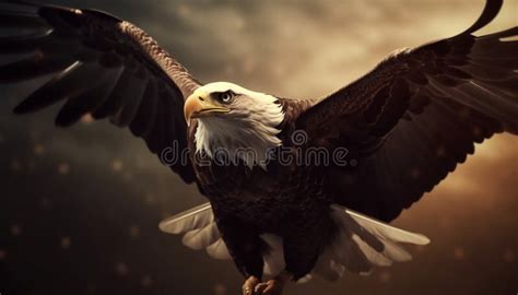 Majestic Bald Eagle Soaring In American Freedom Generated By Ai Stock