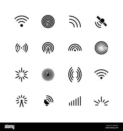 Wireless Wifi And Radio Signals Icons Antenna Mobile Signal And Wave