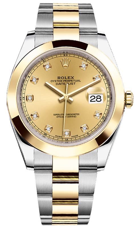 126303 Champagne Diamond Oyster Rolex Datejust 41mm Stainless Steel And
