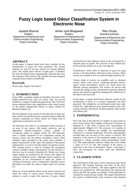 pdf fuzzy logic based odour classification system in electronic nose