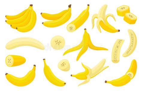 Bananas De Dibujos Animados Banana Fresca Y Aislada Corta Rodajas De