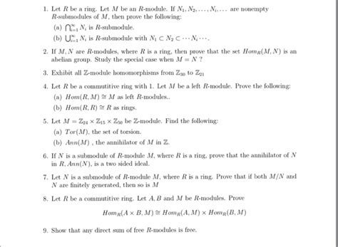 solved 1 let r be a ring let m be an r module if ni