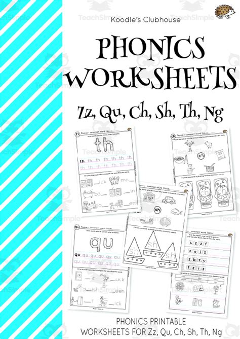 Phonics Zz Qu Ch Sh Th Ng Worksheets By Teach Simple