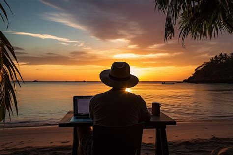 Premium AI Image Silhouette Of A Person Working On His Laptop