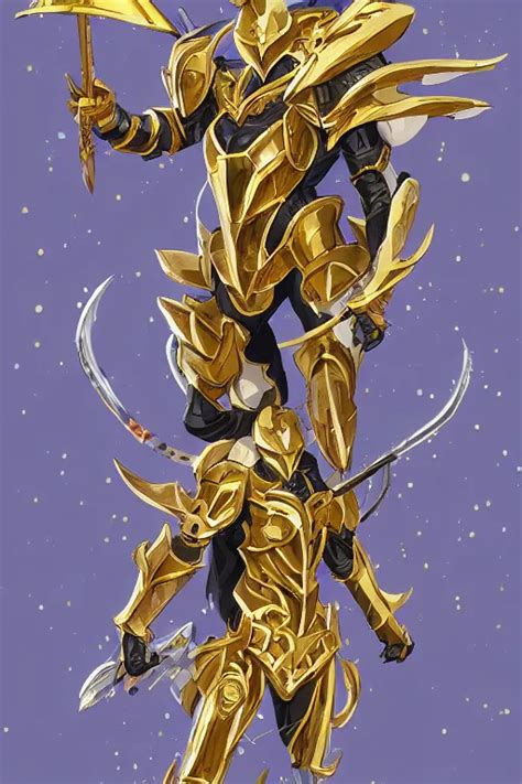 An Anime Showing The New Golden Armor Zodiac Knight By Stable Diffusion
