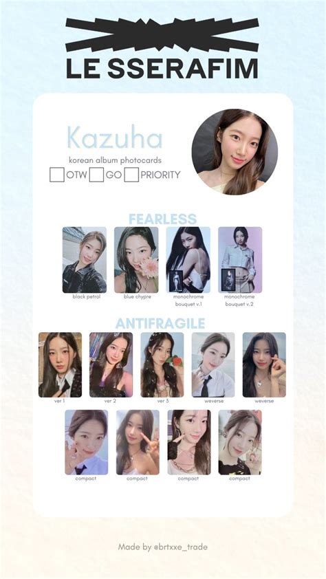 LE SSERAFIM KAZUHA KOREAN ALBUM PHOTOCARDS TEMPLATE