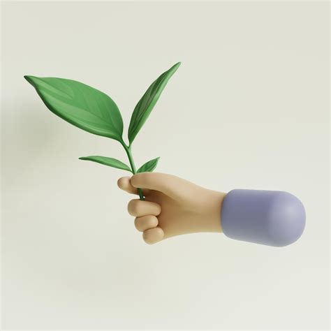 Premium Photo Cartoon Hand Holding A Plant D Render Illustration