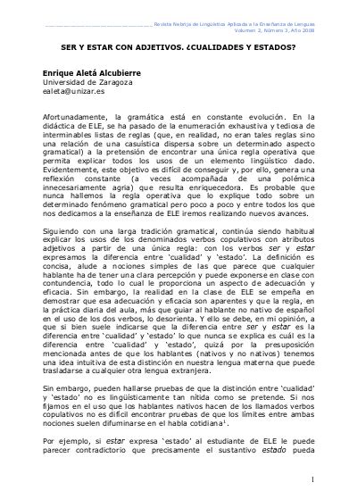 Ser Y Estar Con Adjetivos Cualidades Y Estados