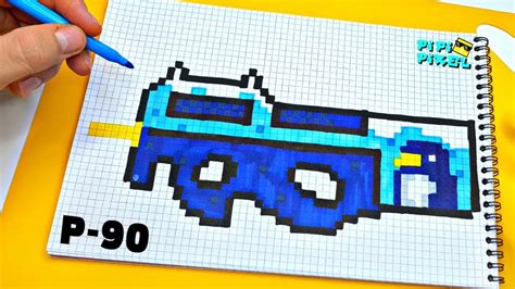P 90 автомат ЗИМНИЙ СКИН РИСУНКИ ПО КЛЕТОЧКАМ КАК НАРИСОВАТЬ PIXEL