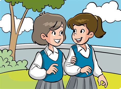 Students Talking To Each Other At School Cartoon Vector 18807786 Vector