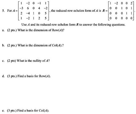 solved for 4 the reduced row echelon form of a use a and its reduced row echelon form r t0
