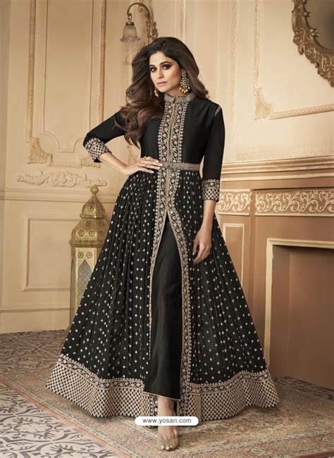 Buy Black Heavy Designer Indo Western Style Suit Designer Salwar Suits