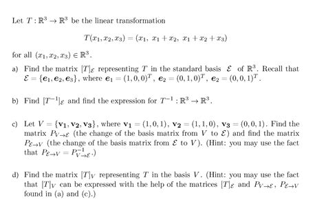 solved let t r3→r3 be the linear transformation