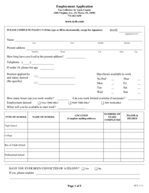 Fillable Online Employment Application St Lucie County Fax Email