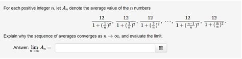solved for each positive integer n let an denote the