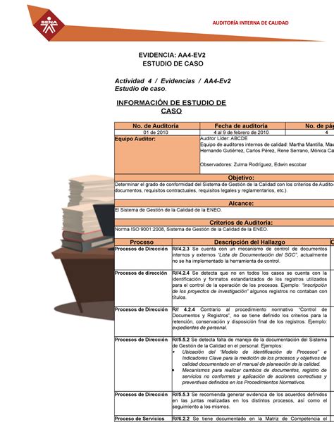 Formato Evidencia AA4 Estudio De Caso EVIDENCIA AA4 EV ESTUDIO DE