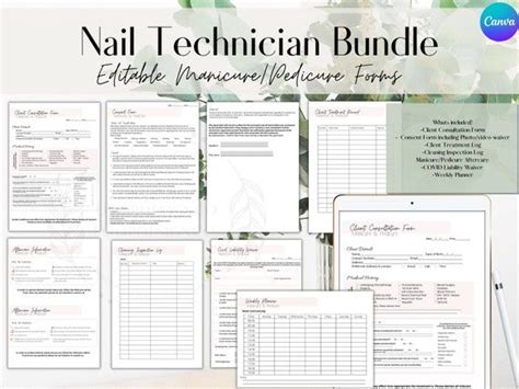 Nail Consultation Form Nail Technician Form Client Intake Etsy