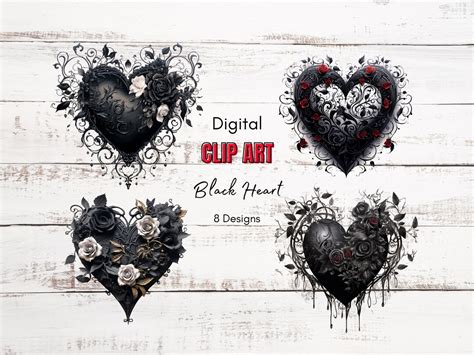 Black Hearts Clip Art Commercial Use Valentines Day Black Hearts