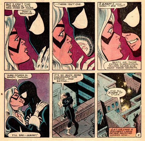 Spiderman And Blackcat Kissing In Bed
