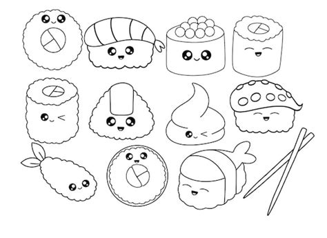 Dibujos De Sushi Kawaii Para Colorear Vsun