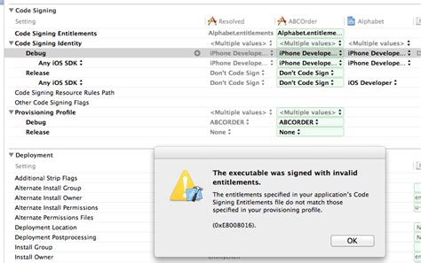 ios the executable gets signed with invalid entitlements in xcode stack overflow