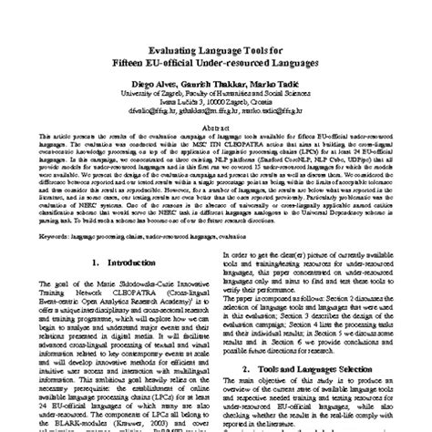 evaluating language tools for fifteen eu official under resourced languages acl anthology