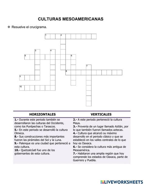 A Crossword Puzzle With Words In Spanish
