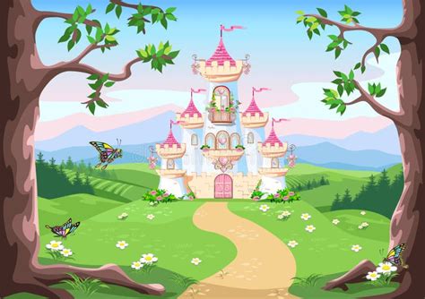 Fundo De Conto De Fadas Castelo De Princesa Ilustração do Vetor