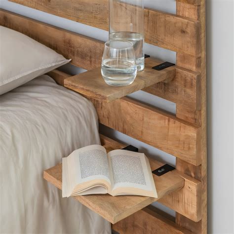 Tête de lit en bois avec étagère Marais