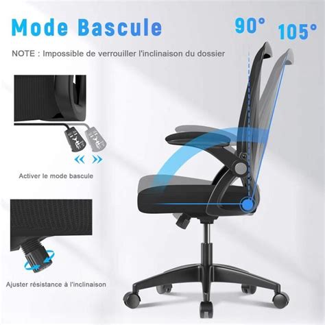 BIGZZIA Chaise de Bureau Ergonomique Siège Fauteuil avec 2D