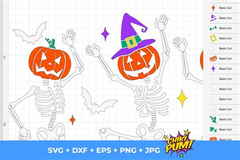 Dancing Pumpkin Head Skeletons Halloween Svg Dancing Etsy