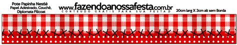 Pote Papinha Fundo Xadrez Vermelho e Poá1 Fazendo a Nossa Festa