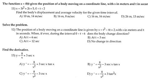 solved the function s f t gives the position of a body
